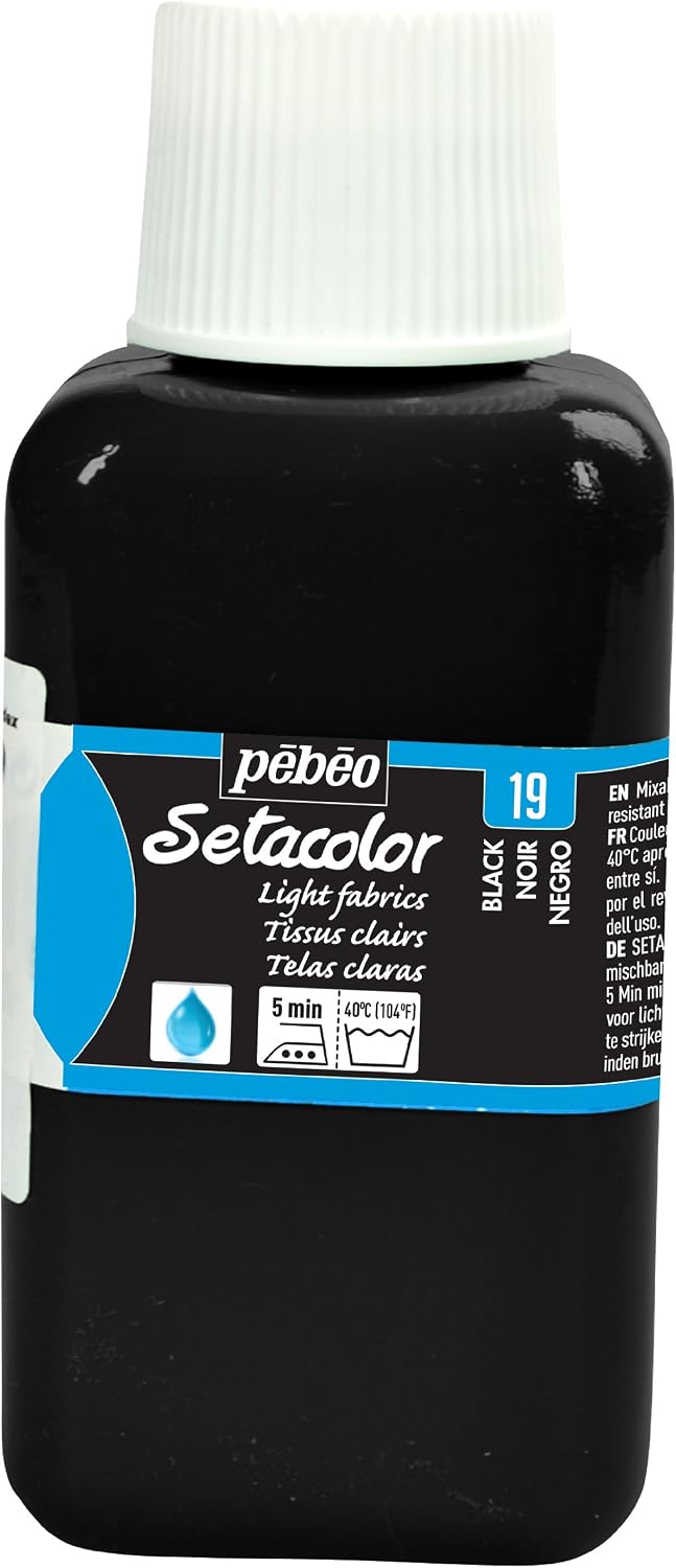 Amazon.com: Pebeo Setacolor Light Fabrics Paint 250-Milliliter, Black