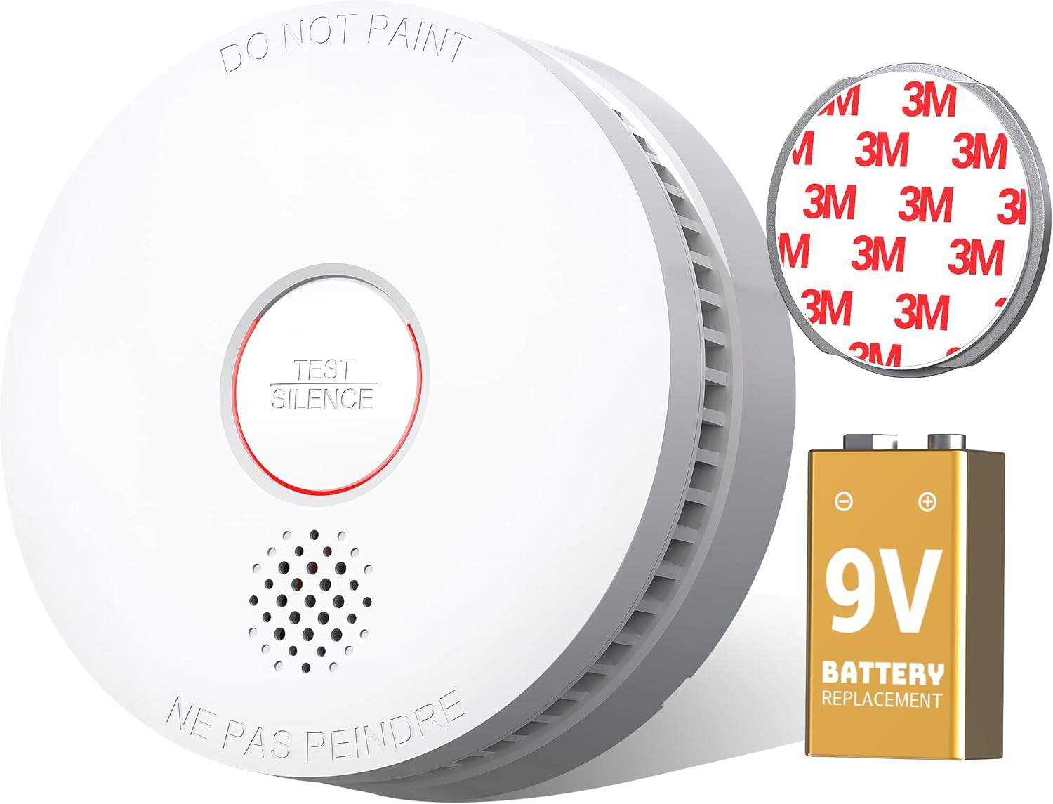 Smoke Detector Fire Alarms 9V Replaceable Battery, Smoke Alarm with ...