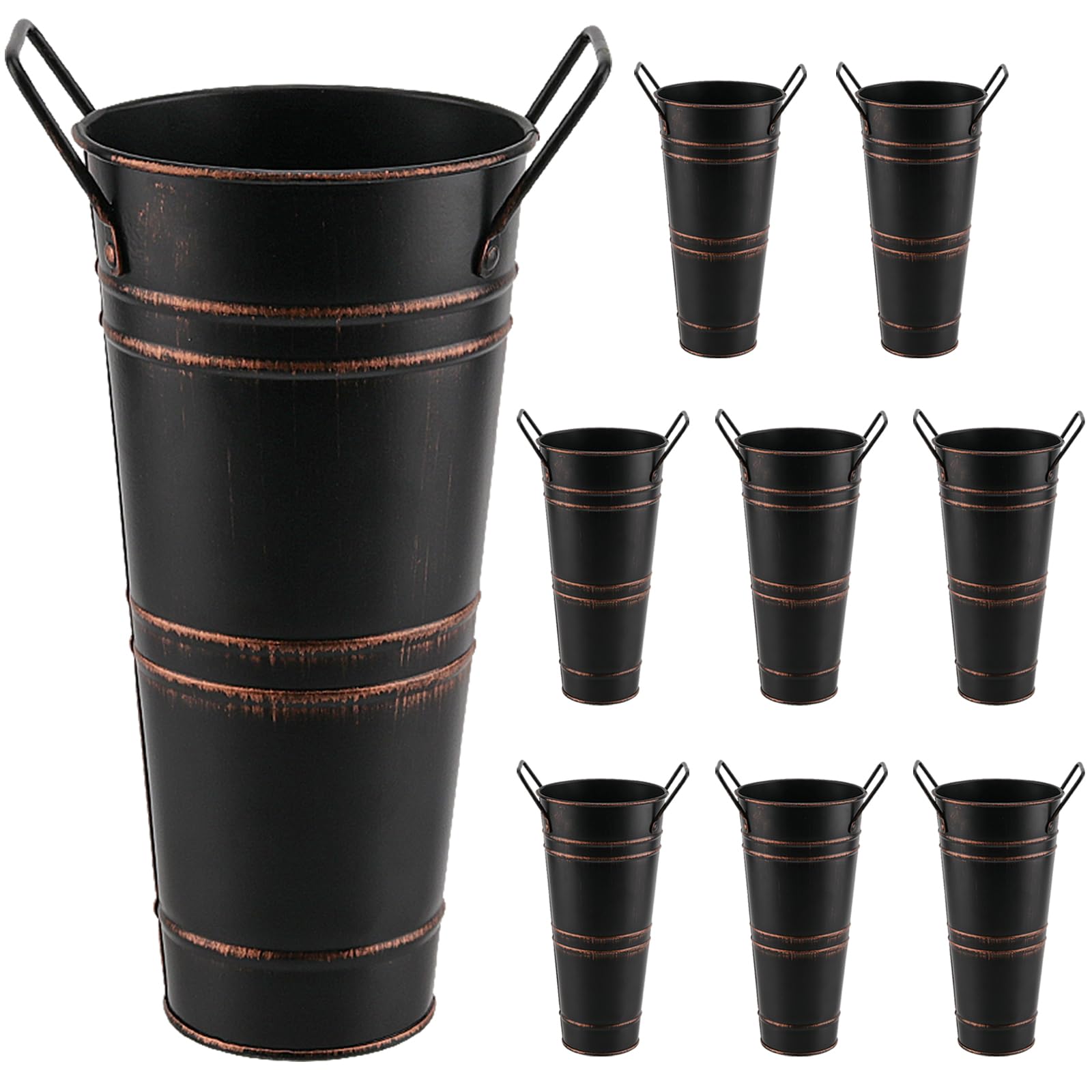 Snapklik.com : ZEONHEI 8 Pack 9 Inch Tall Galvanized Flower Bucket ...