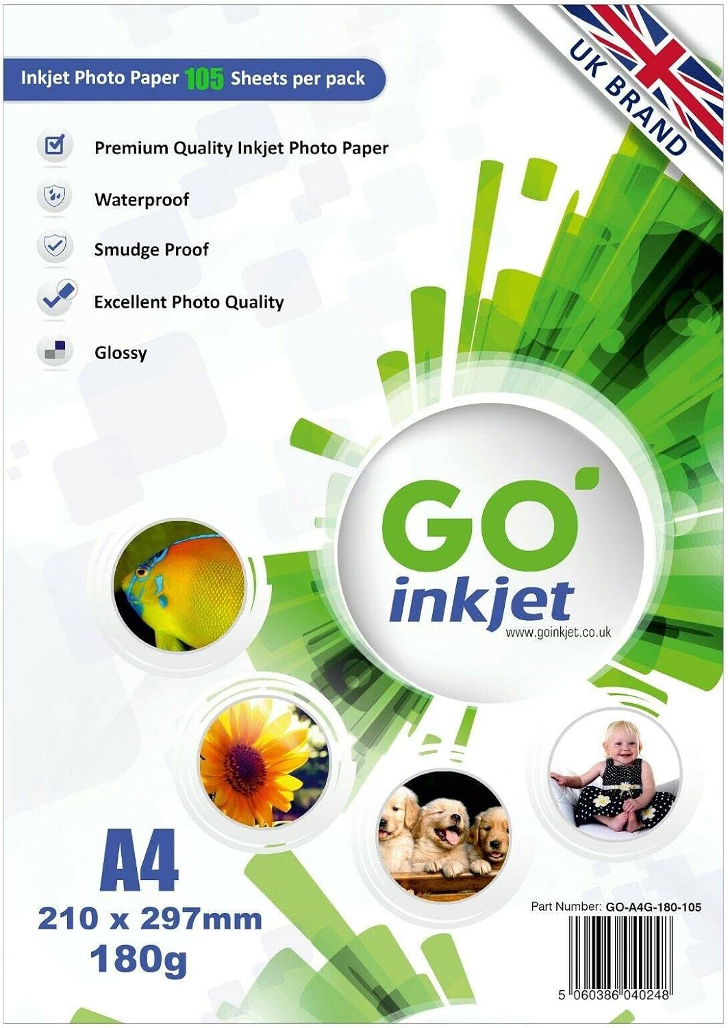 GO Inkjet A4 Glossy Photo Paper, 180gsm, 100 Sheets Plus an Extra 5 ...