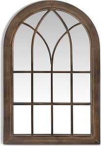 COSTWAY 50x76cm Decorative Arched Window Style Wall Mirror, Rustic ...