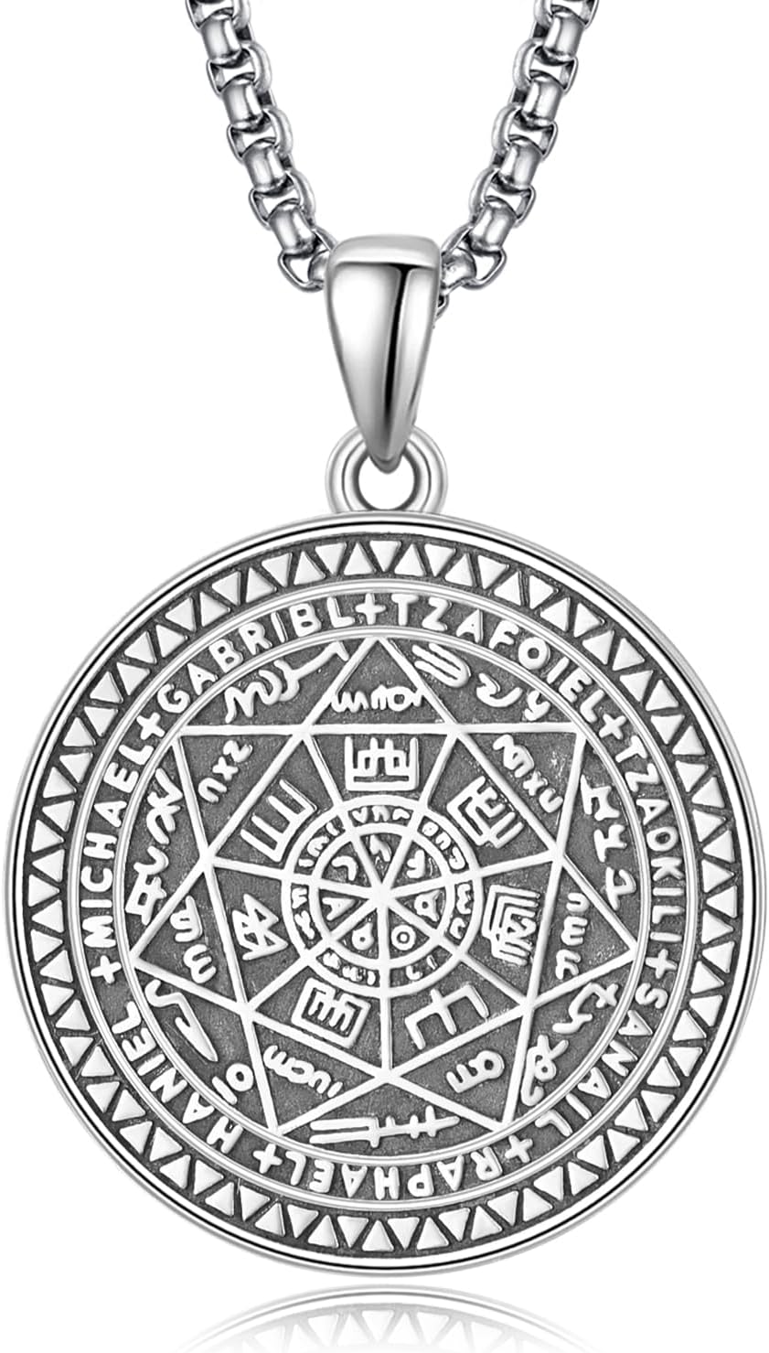 KATHLU Seven Archangels Pendant Necklace for Men 925 Sterling Silver ...