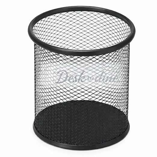 Desk to dine Black Round Mesh Pen Stand – Pencil & Pen Holder for Desk ...