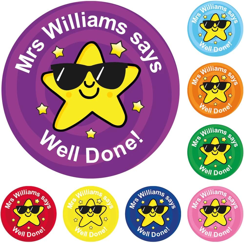 144 Personalised Well Done Star Reward Stickers For Children, School ...
