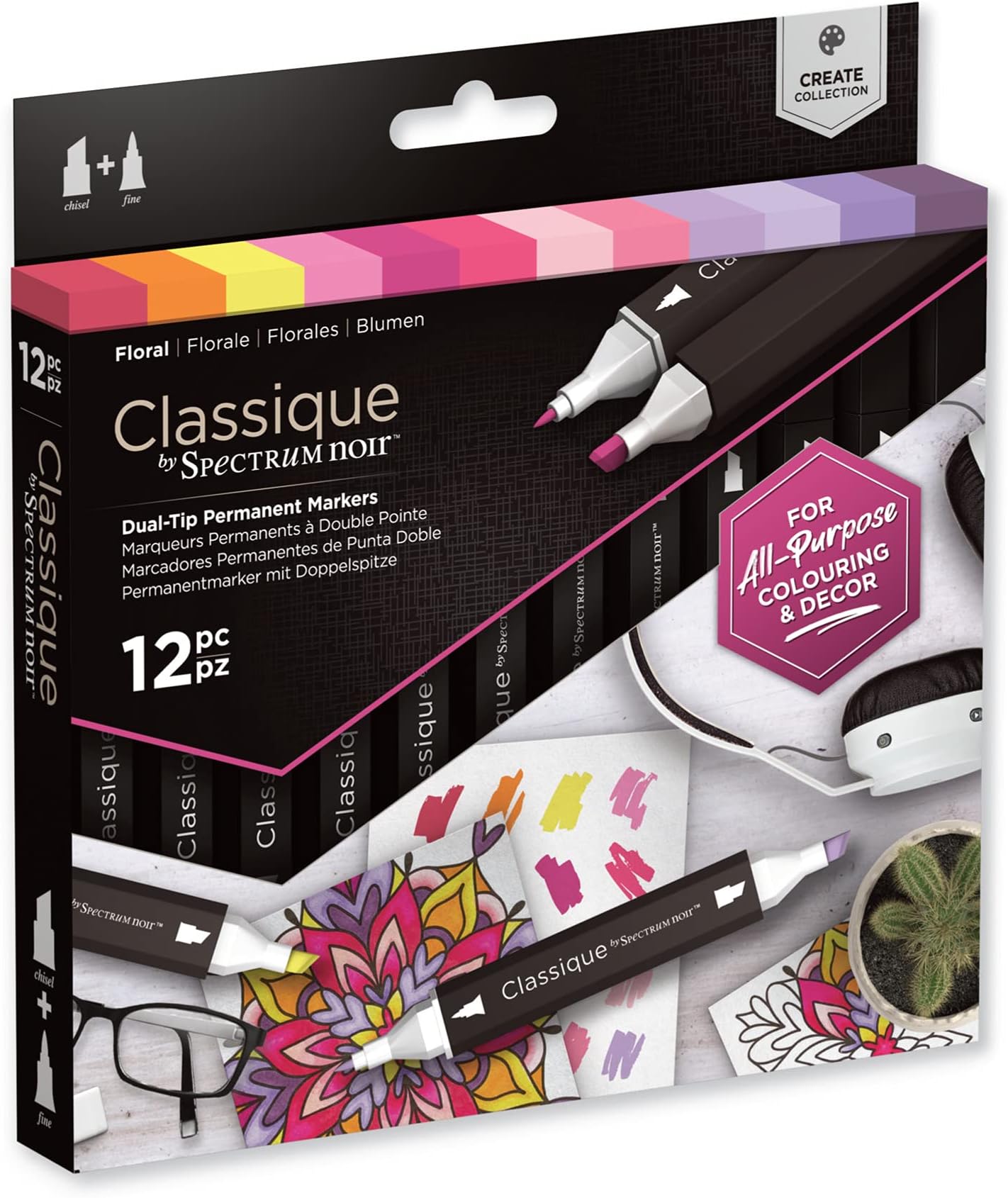 Spectrum Noir Colouring System Alcohol Marker Dual Nib Pens Box Set ...