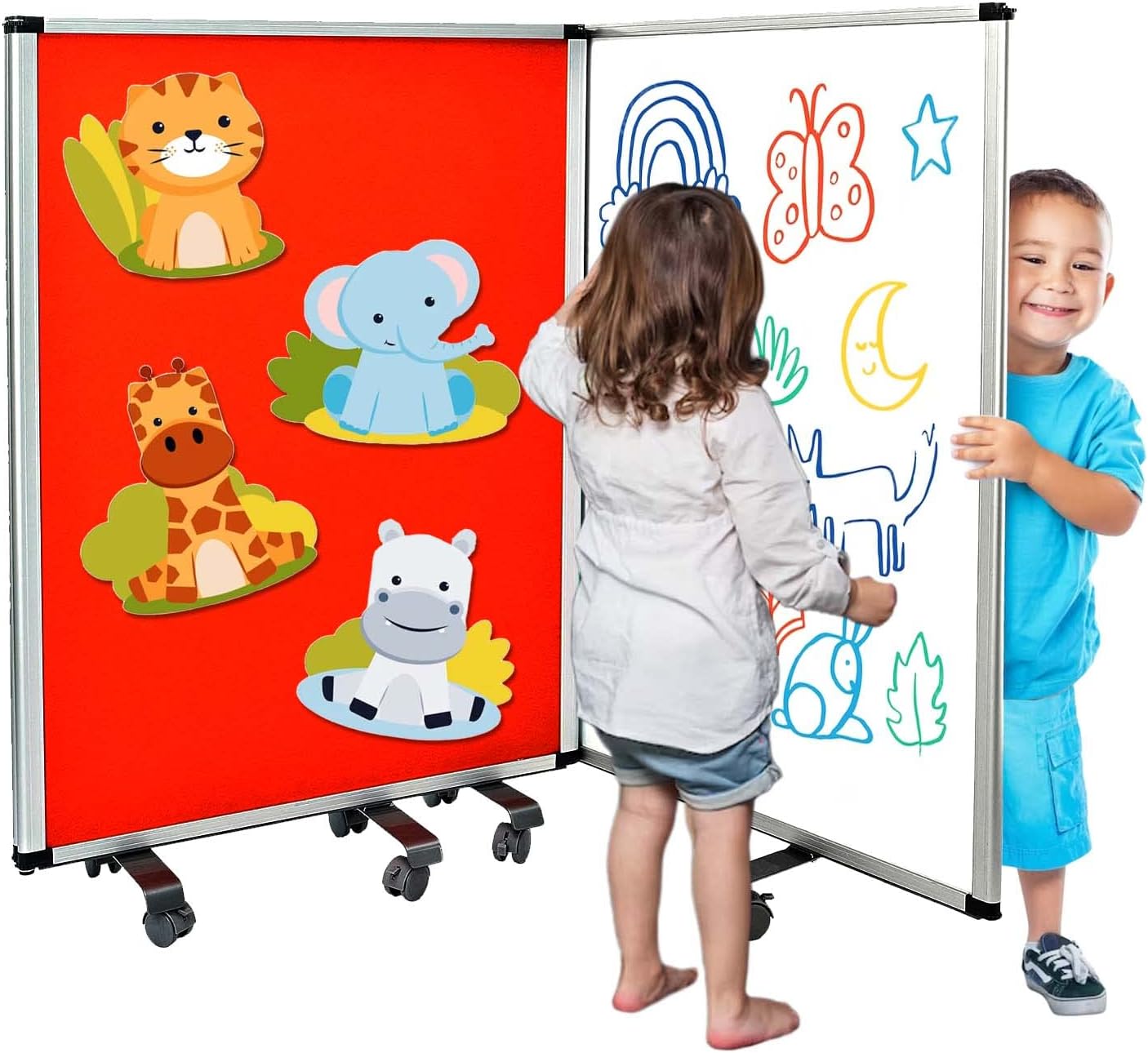 Amazon.com: AdirOffice Double-Sided Whiteboard & Flannel Partition – 45 ...