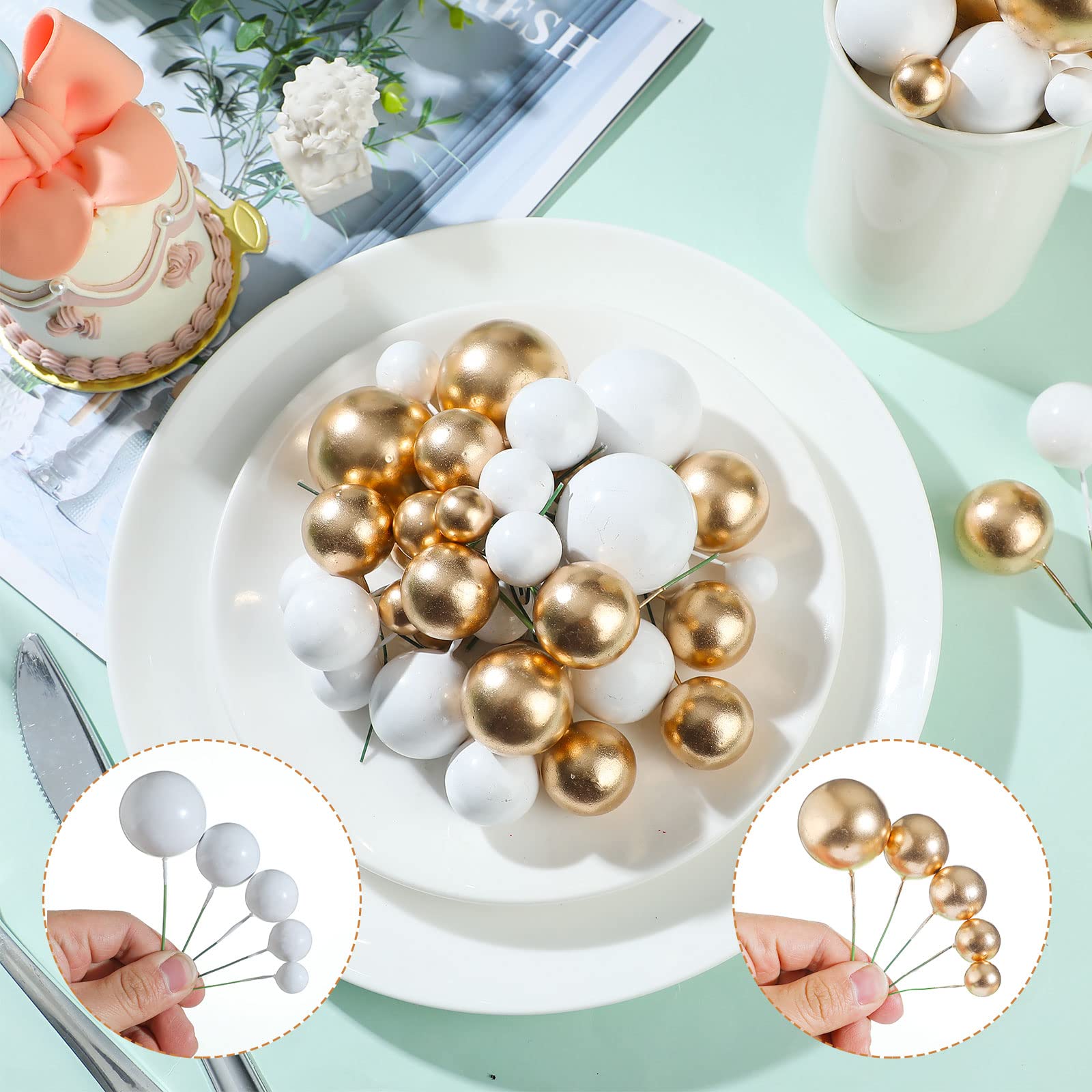 Snapklik.com : 108 Pcs Balls Cake Topper DIY Cupcake Insert Foam ...