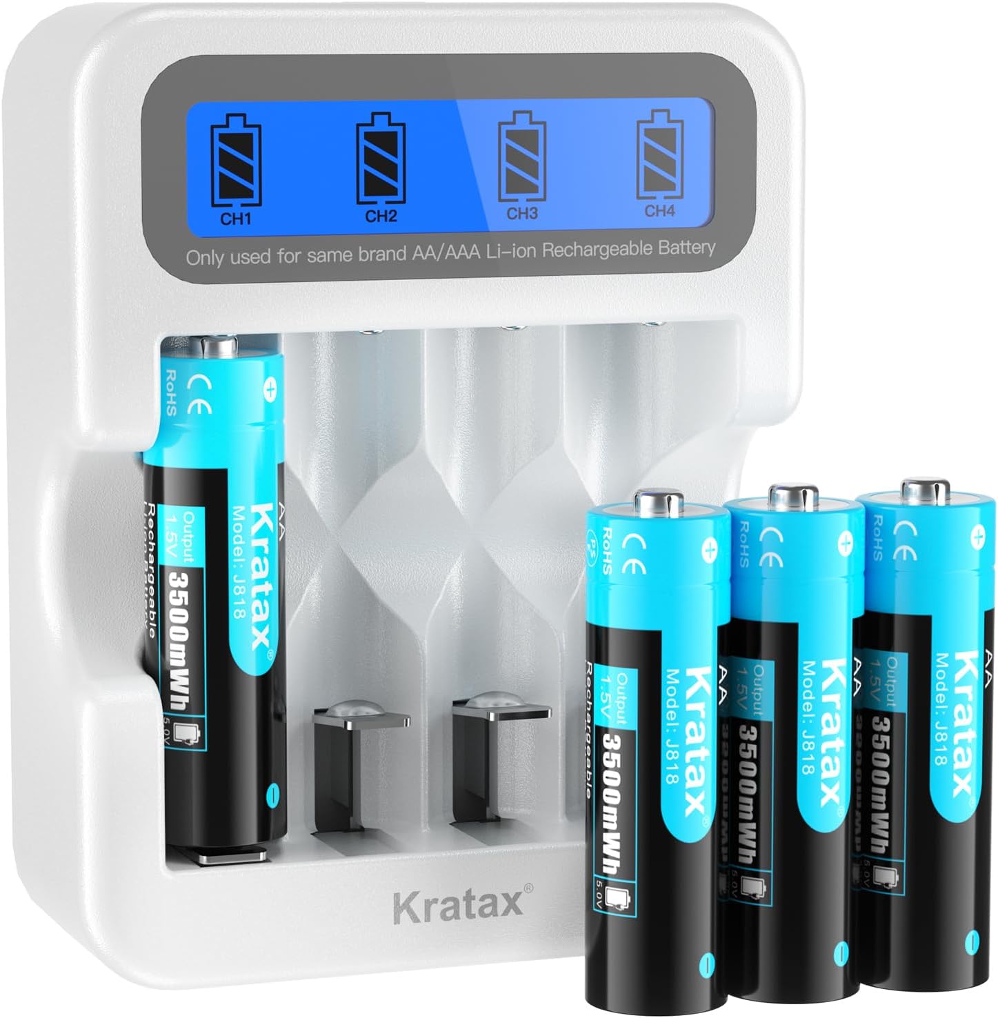 Amazon.com: Kratax AA Rechargeable Lithium Batteries, 4 Pack 1.5V AA Li ...