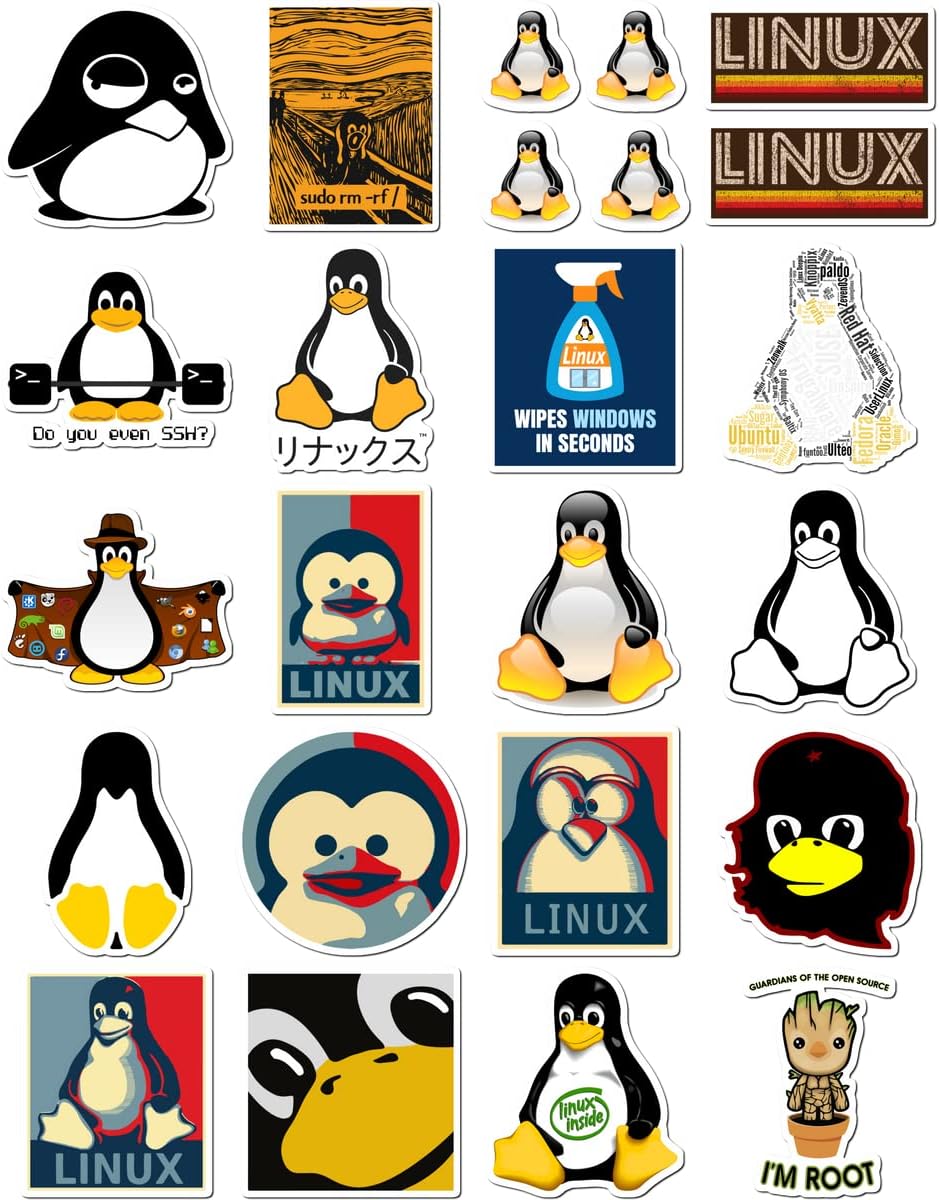 Amazon.com: Stickers Pack 20 Pcs Linux Aesthetic Penguin Laptop Vinyl ...