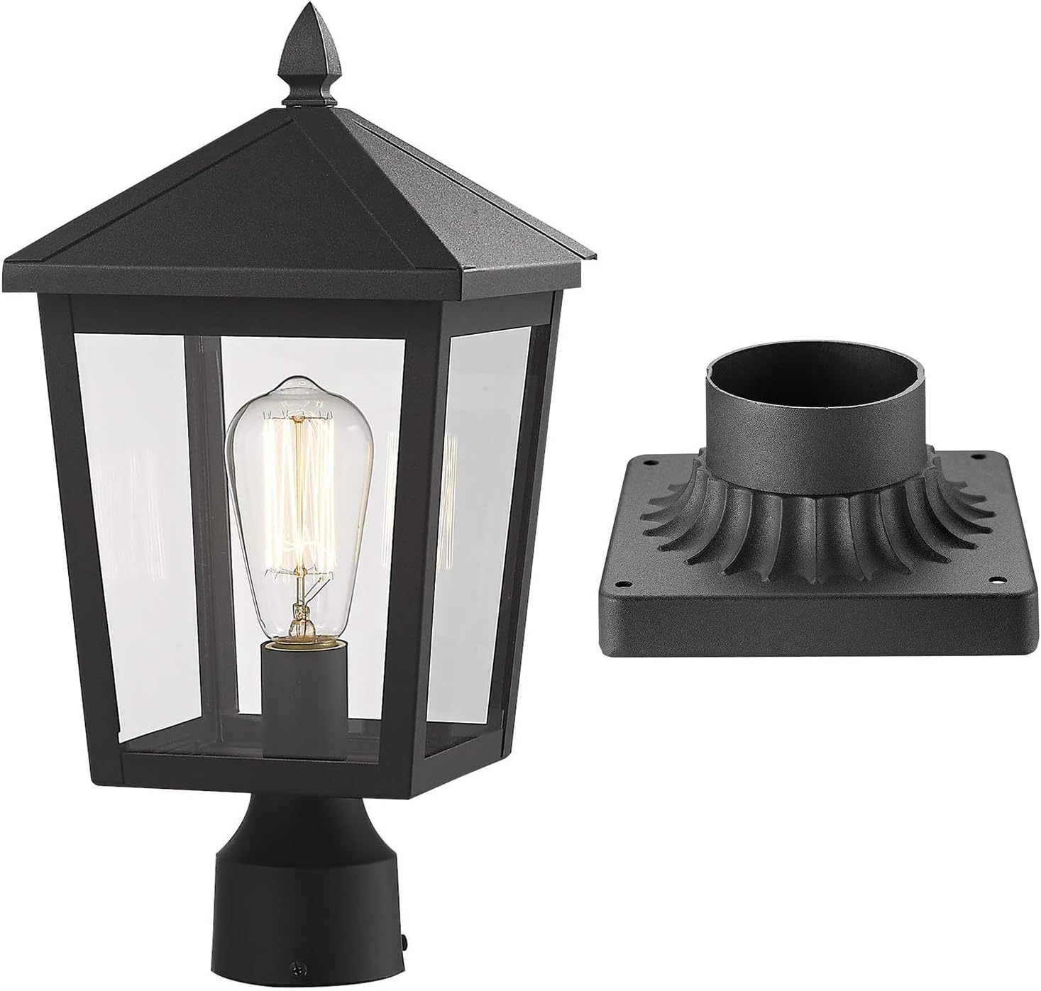 zeyu Outdoor Post Light 20076P and Exterior Post Light Base DZ1973 BK ...
