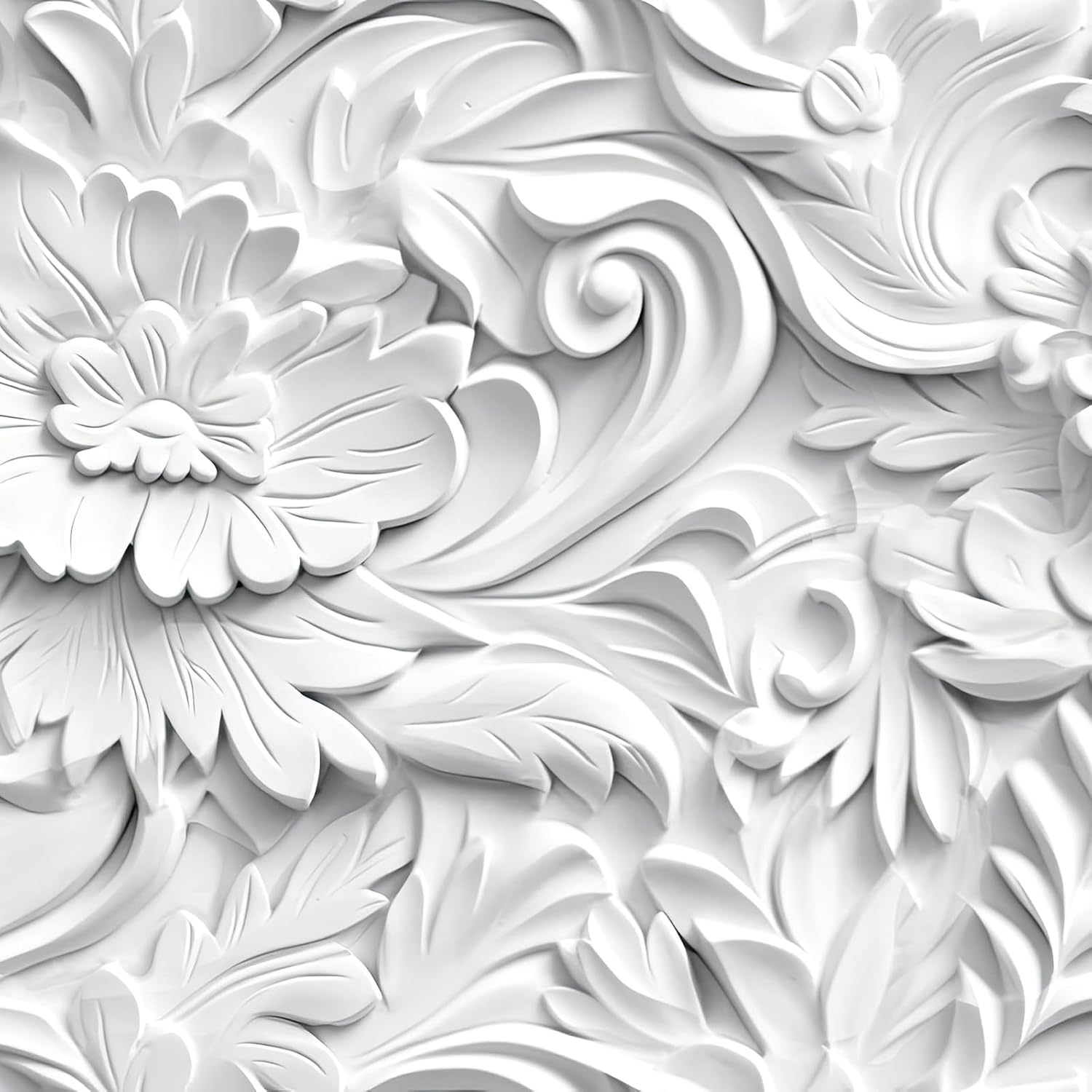 FunStick 44.5CMx9M White Peel and Stick Wallpaper Faux 3D Embossed ...