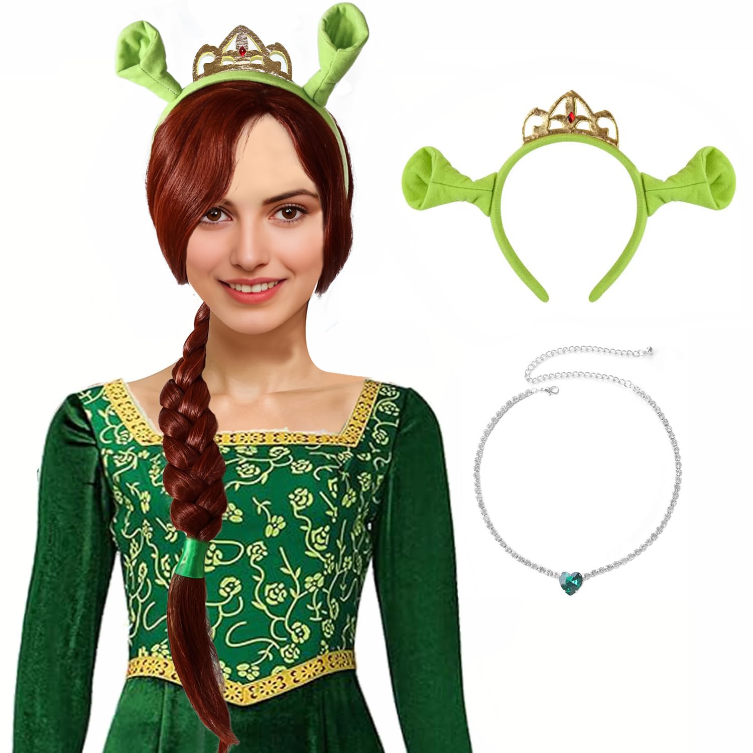 Amazon.com: Besuante Princess Fiona Wig Long Braided Reddish Cosplay ...
