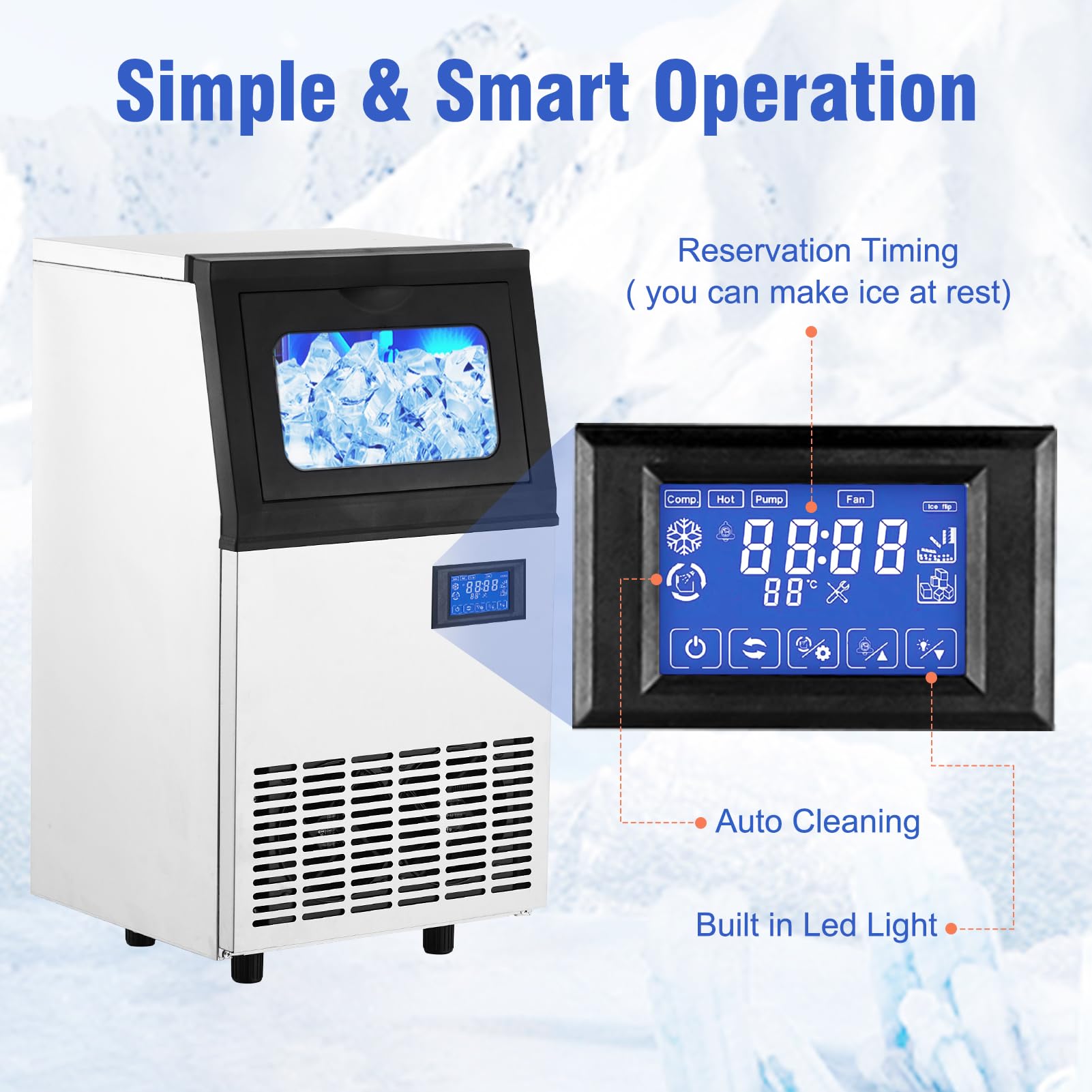 Snapklik.com : Commercial Ice Maker Machine, Freestanding/Under Counter ...
