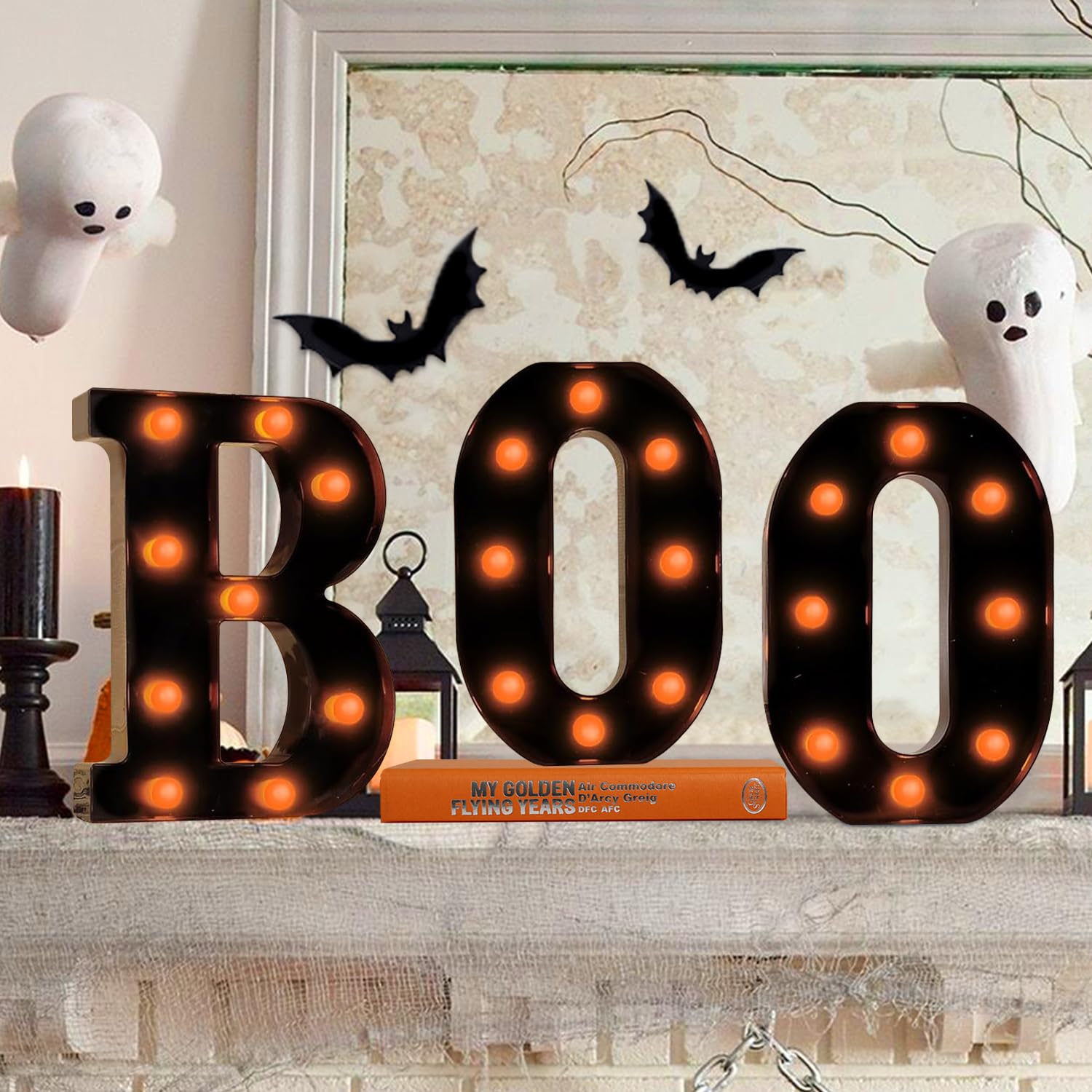Amazon.com: Halloween Decorations Indoor-Boo 3 Led Marquee Light up ...
