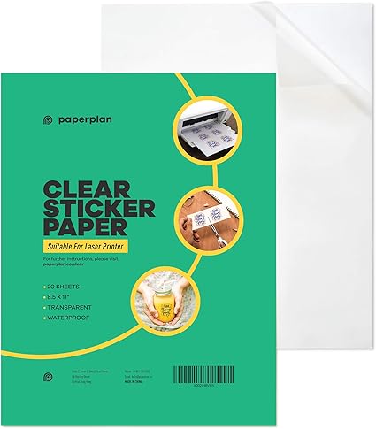 Amazon.com: (20 Sheets) Clear Sticker Paper for Laser Printer Vinyl ...