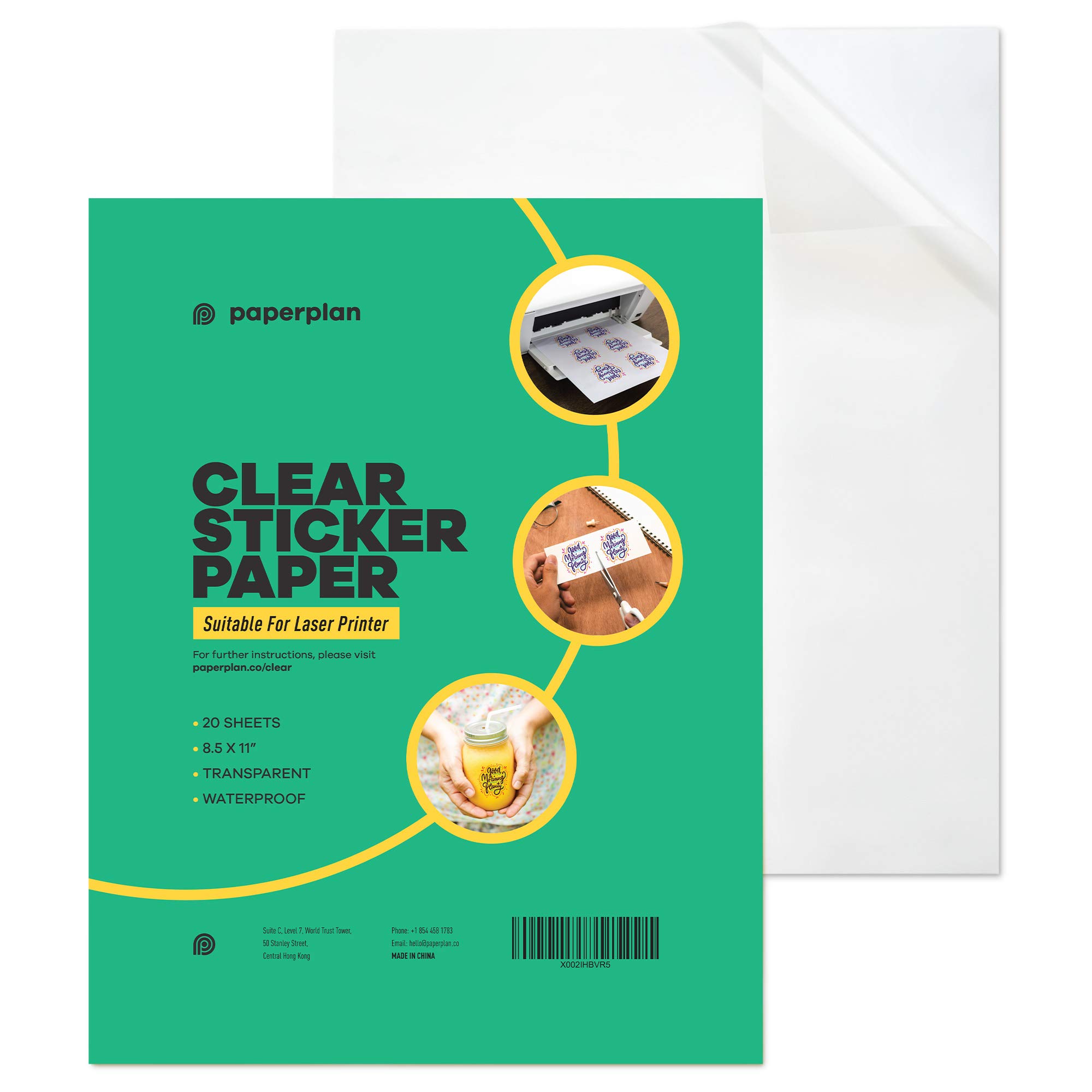(20 Sheets) Clear Sticker Paper for Laser Printer Vinyl Labels Decal ...