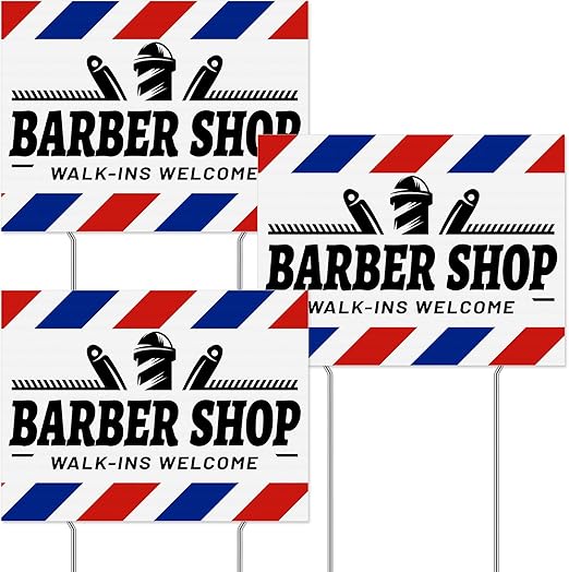 Amazon.com : Therwen 3 Pcs Walk Ins Welcome Barber Sign 12 x 15.8 Inch ...