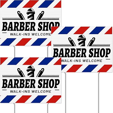 Amazon.com : Therwen 3 Pcs Walk Ins Welcome Barber Sign 12 x 15.8 Inch ...