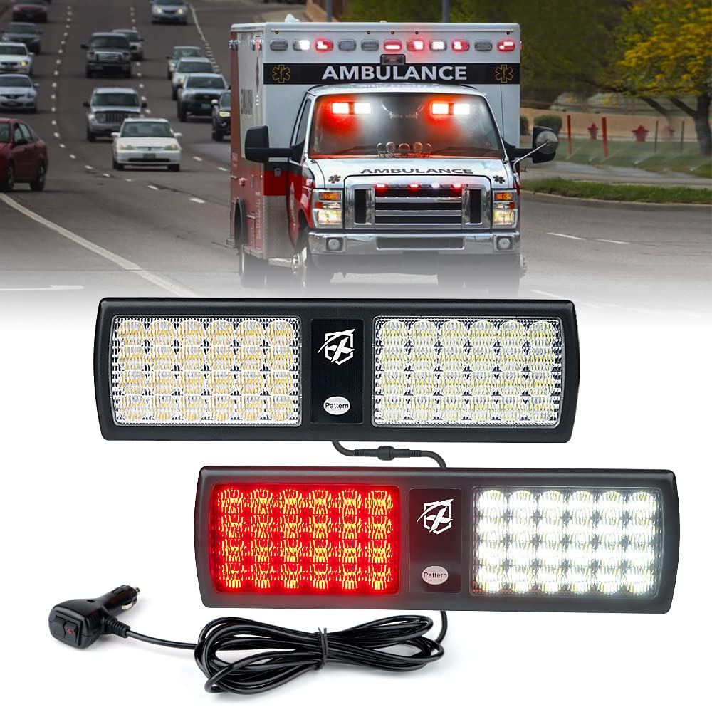 Snapklik.com : White/Red 2-in-1 Visor Strobe Lights Interior Windshield ...
