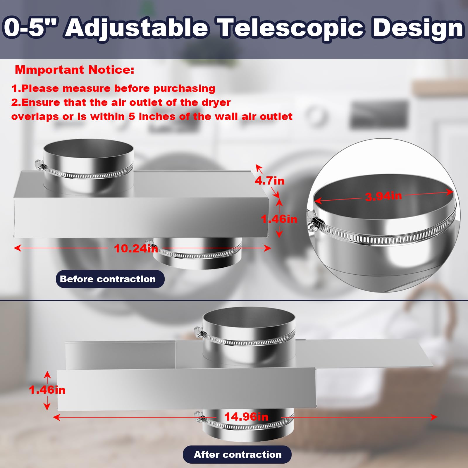 Snapklik.com : 0-5 Adjustable Periscope Dryer Vent Kit, Dryer Vent ...