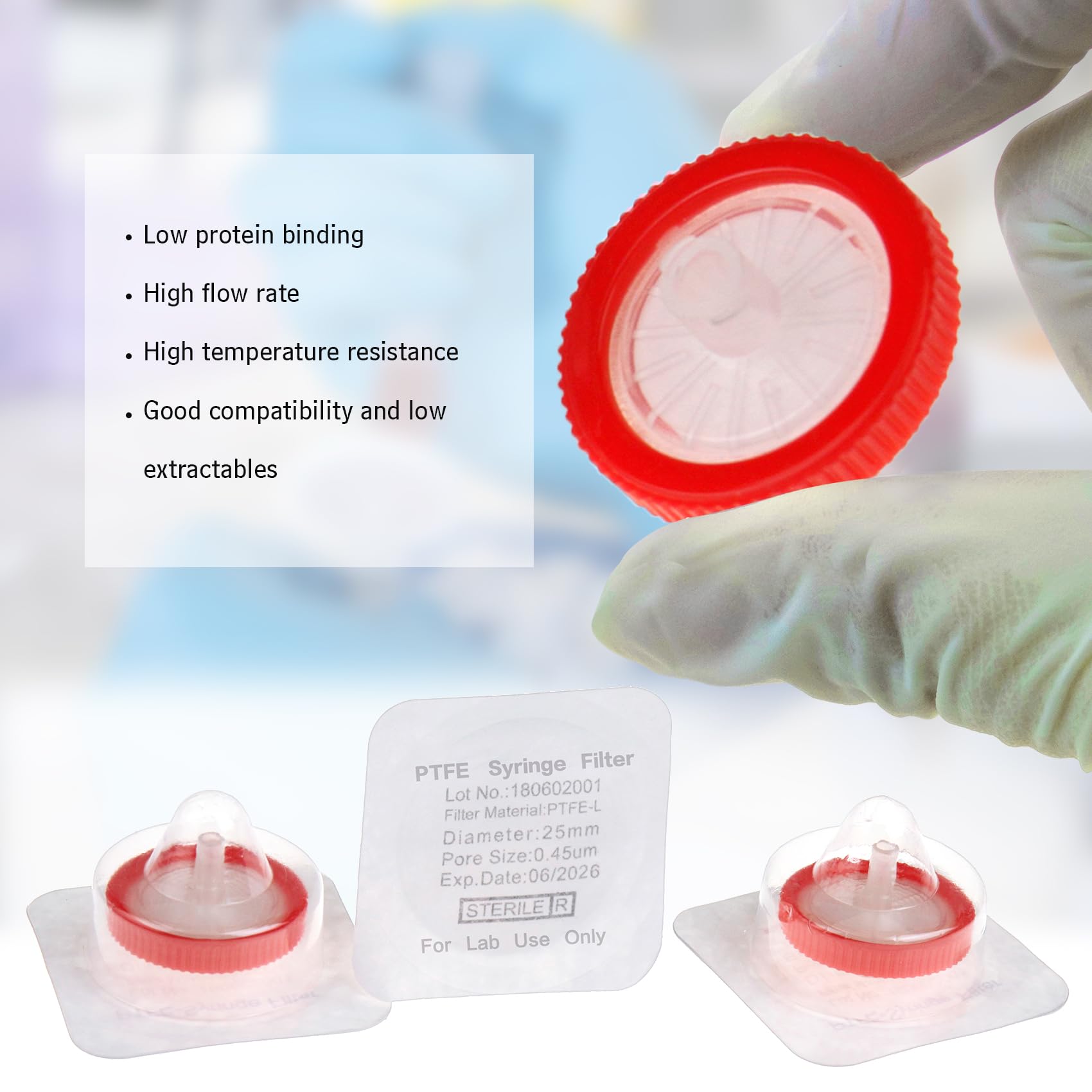 Snapklik.com : Sterilized Syringe Filter PTFE 20 Pack, 0.45 Um Pore ...
