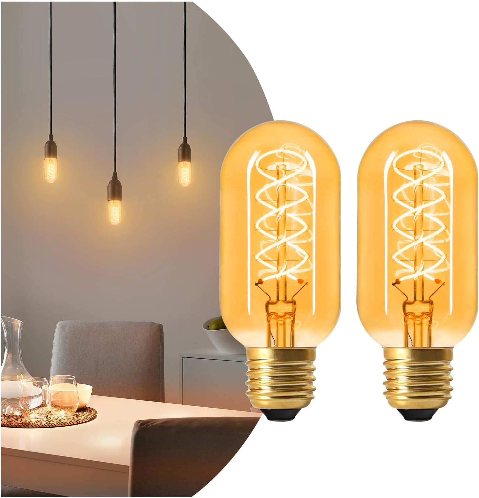 AMDTU Dimmable Edison Bulbs 60 Watts Equivalent, 600 Lumens LED Bulbs ...
