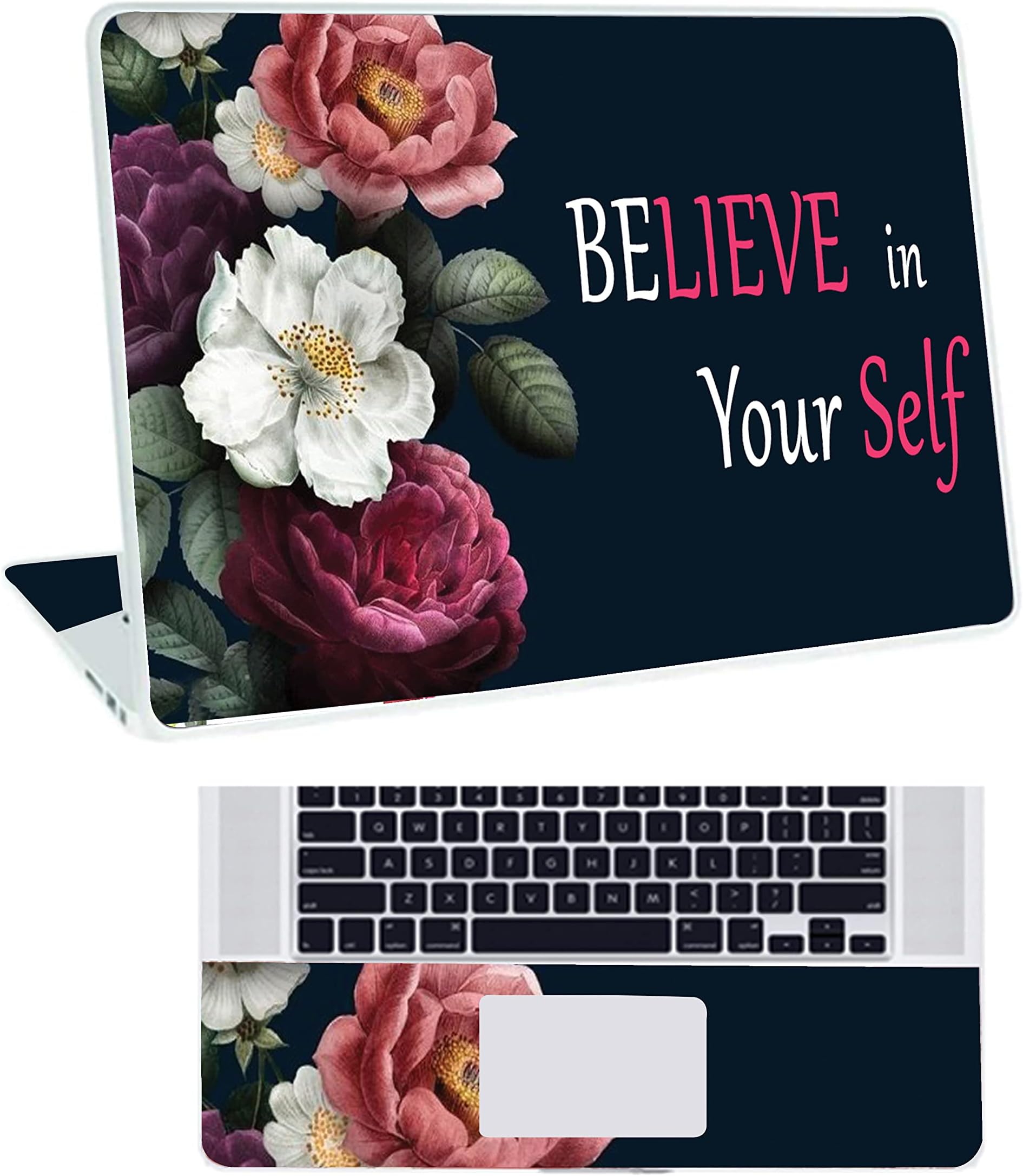 Inkykart Floral-D11 Top+Wrist Pad Vinyl Laptop Skin/Sticker/Cover for ...