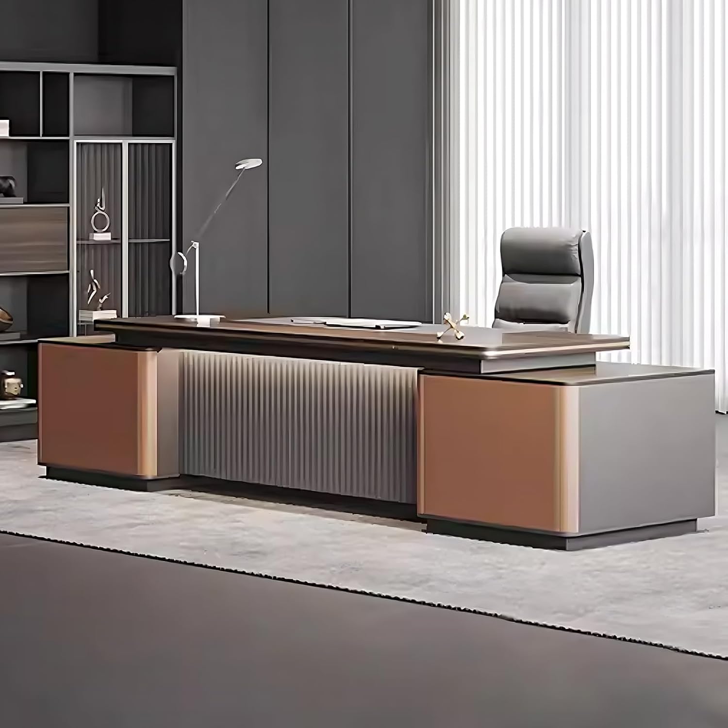 Amazon.com: HYNNAR 102IN Executive Desk - Executive Desk with Drawers ...