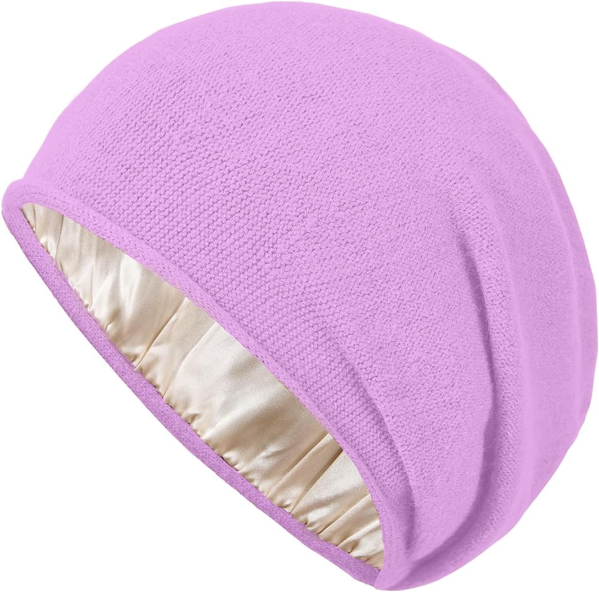 Facecozy Satin Lined Beanie for Women Knit Slouchy Beanie Silk Lining ...