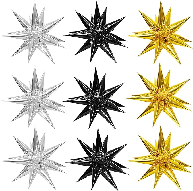 Amazon.com: 150 Pieces, Silver Star Cone Balloons - Gold Star Cone ...