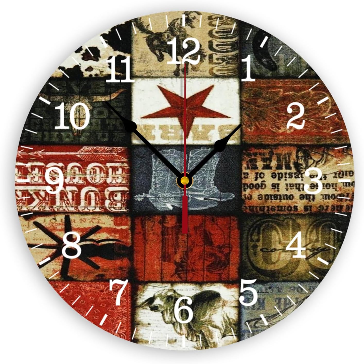 Amazon.com: 12inch Wall Clocks Western Cowboy Boots Farmhouse Rustic ...
