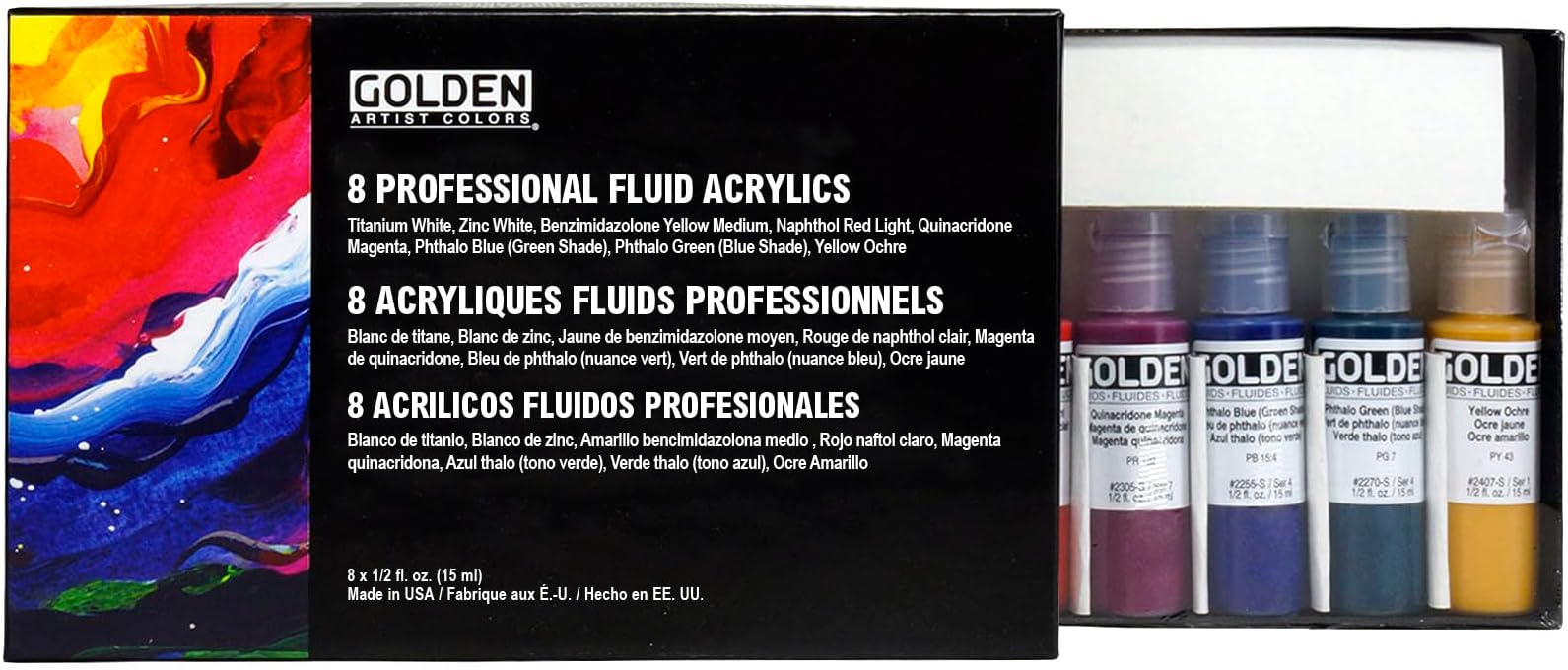 Amazon.com: Fluid Acrylics by GOLDEN, Select Professional Fluid Set, 8 ...