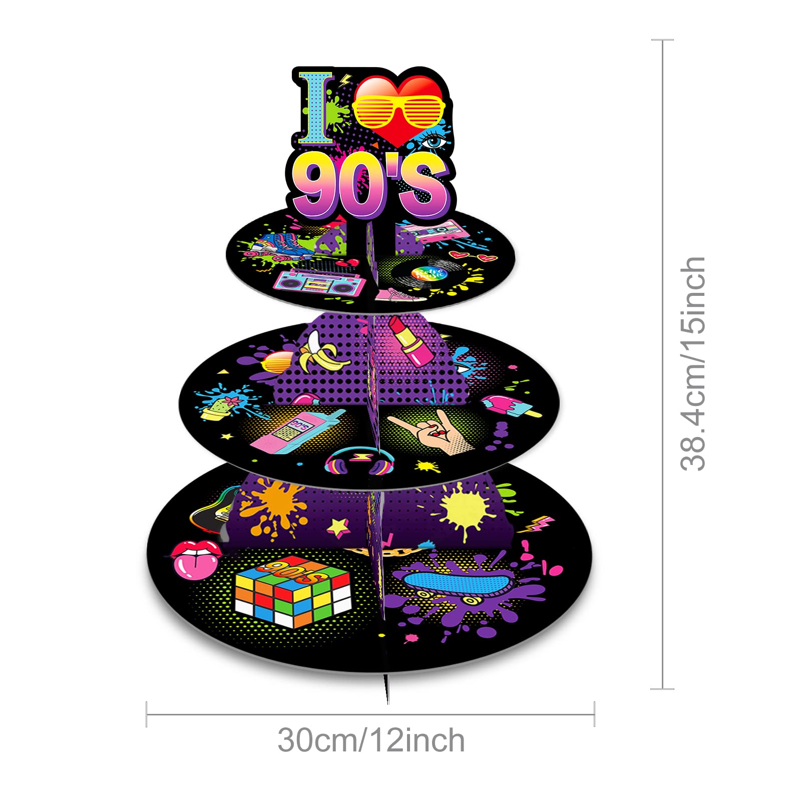 3 Tiers 90s Cardboard Cupcake Stand , for Retro 1990s Birthday Party ...