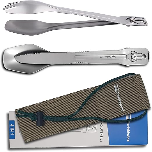 Amazon.com: PortableAnd 4-in-1 Camping Utensil Set: Spoon, Spork, Knife ...
