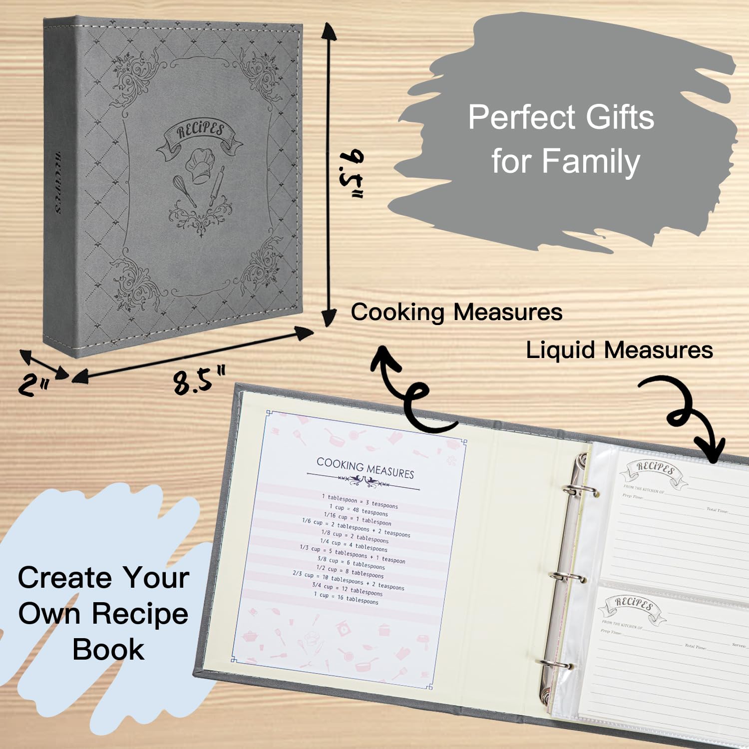 COFICE Recipe Binder Book to Write in Your Own Recipes with Plastic ...