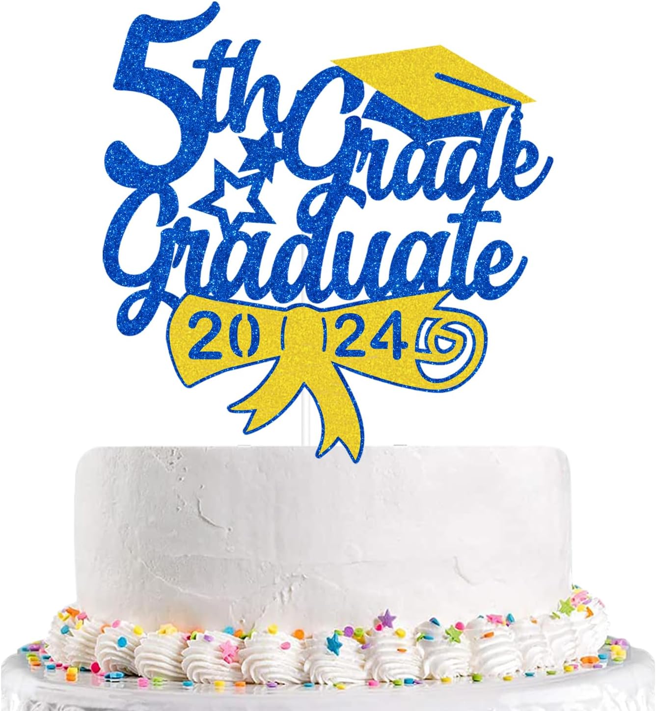 Amazon.com: 5TH Grade Graduation Cake Topper, Blue Gold 5TH Grade ...