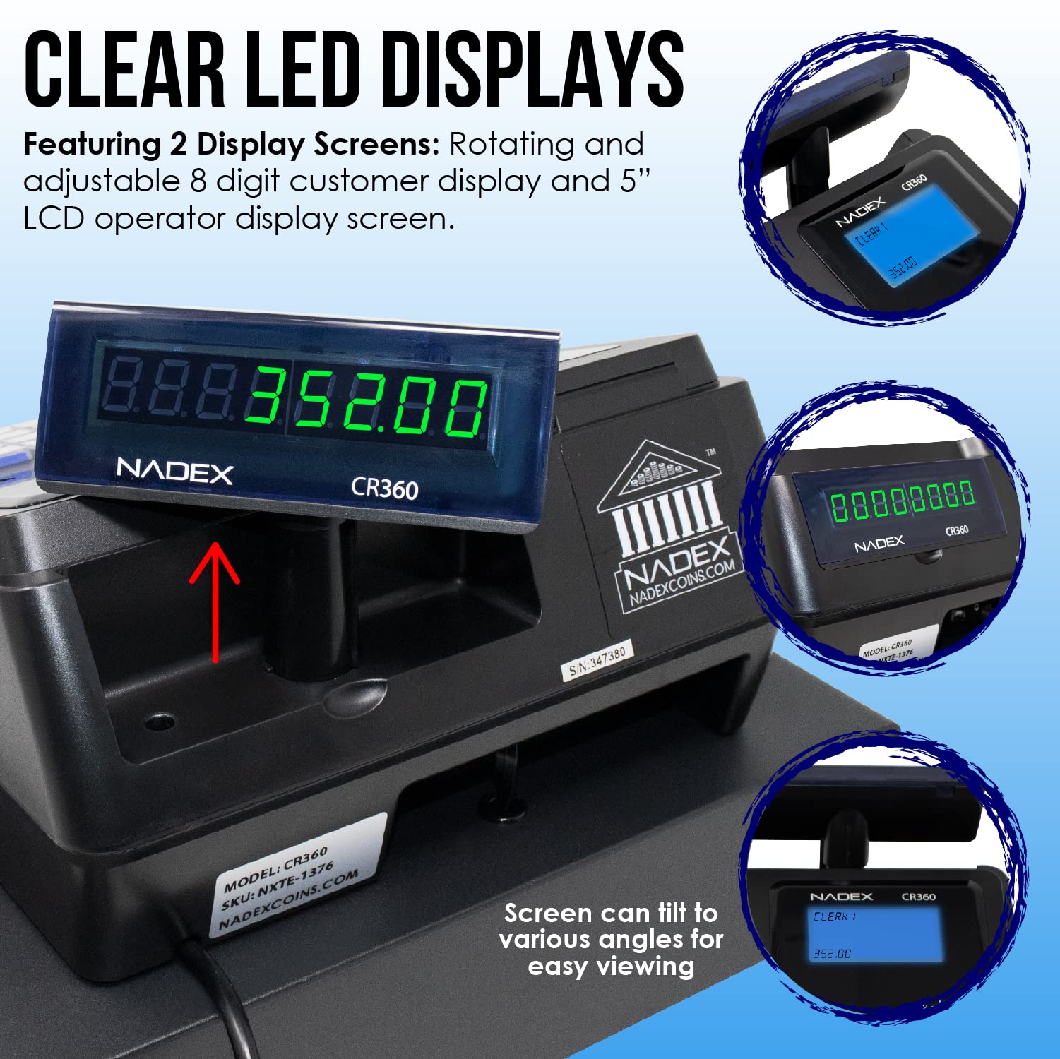 Nadex CR360 Cash Register, 4700 Lookups 50 Dept 50 Clerks, Quick Load ...