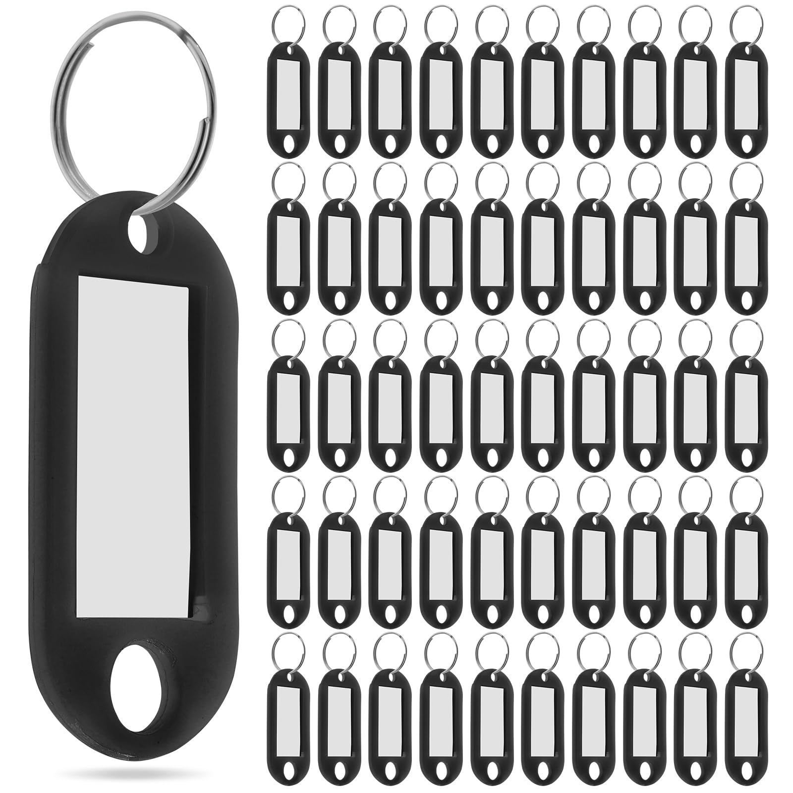Amazon.com : 50 Pcs Plastic Key Tags with Label Window Key Ring Tags ...