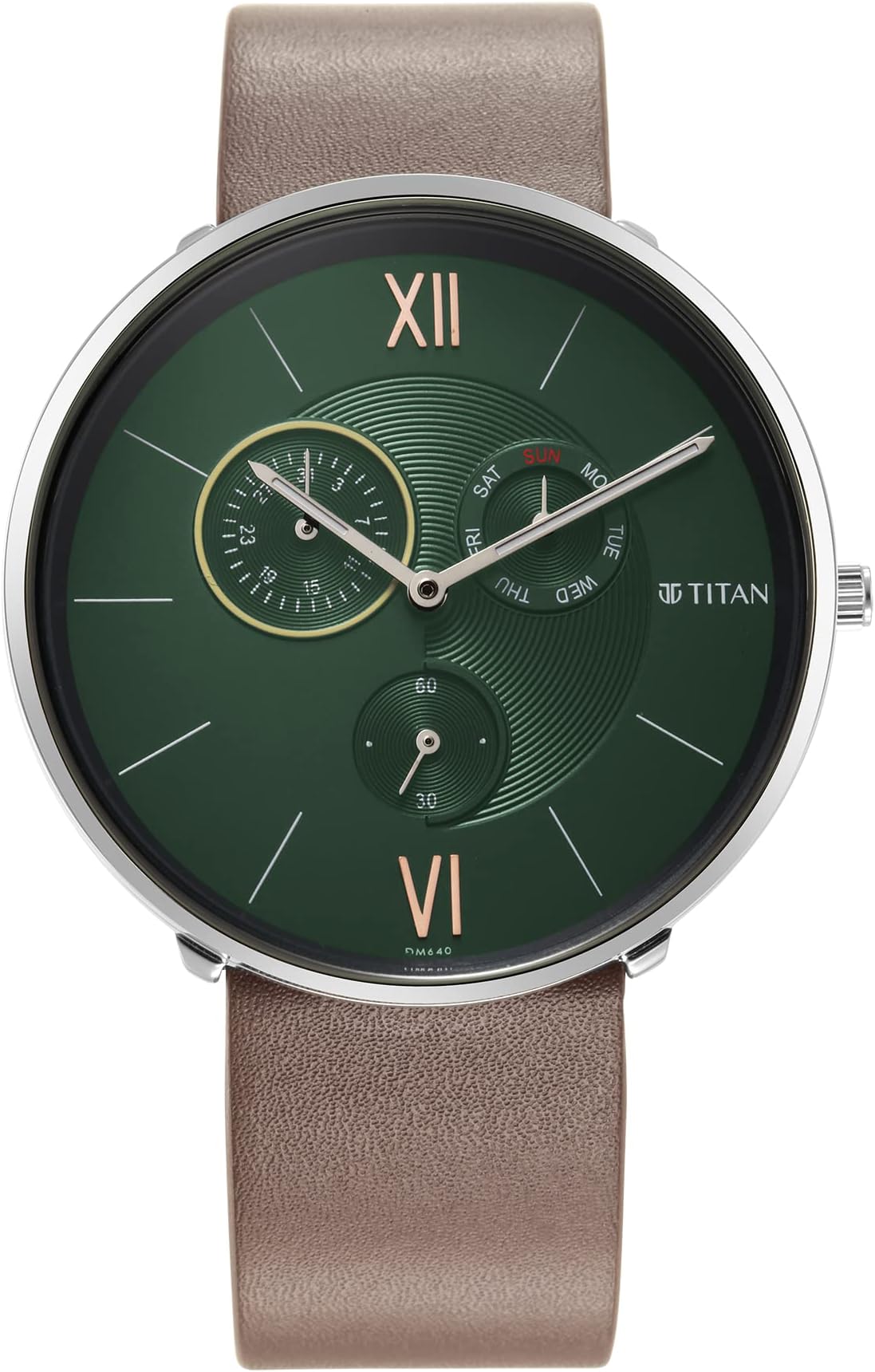 Titan Light Leathers Quartz Multifunction Silver Dial Silver Stainless ...