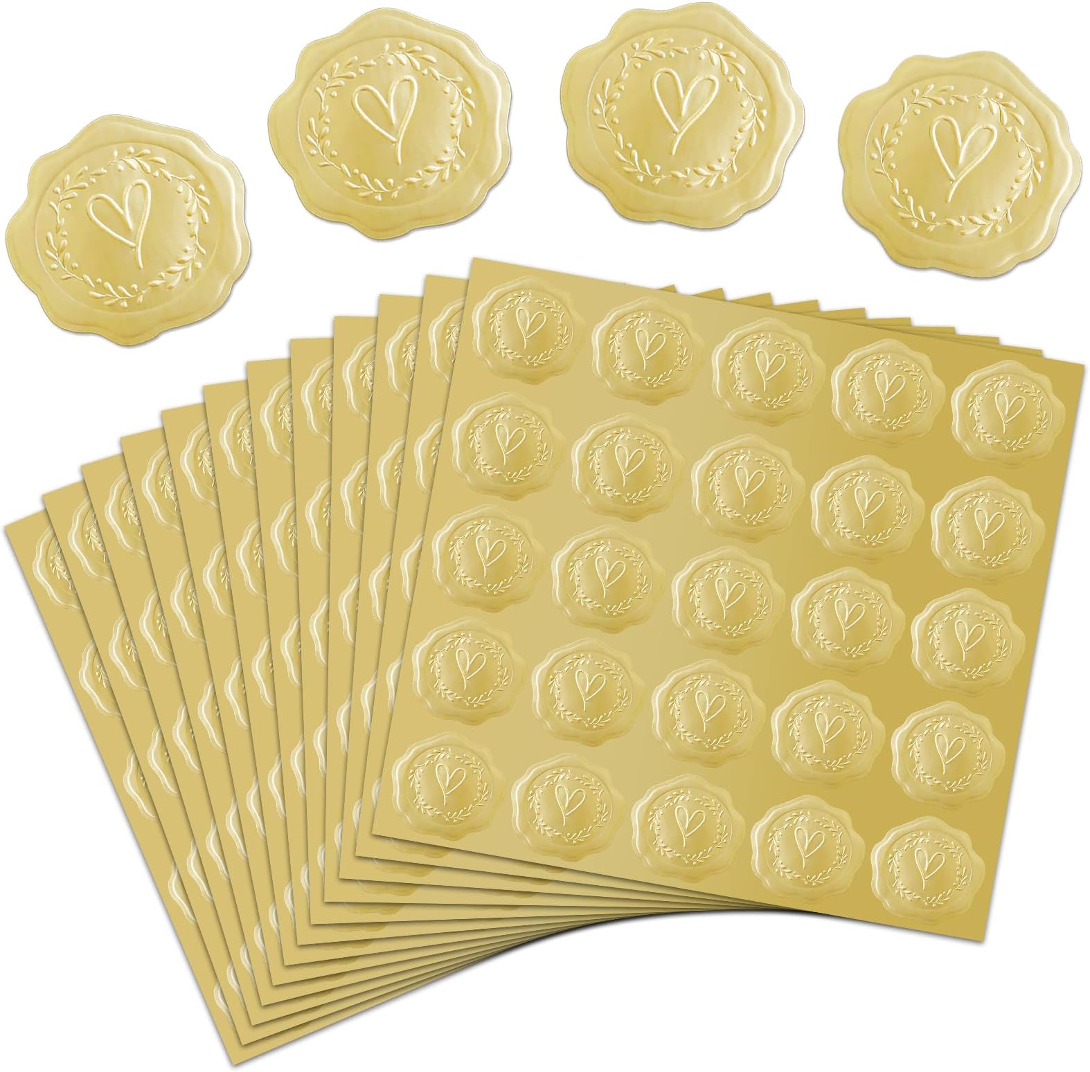 Amazon.com : 500 Pieces Gold Embossed Envelope Seals Stickers Adhesive ...
