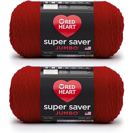 Amazon.com: Red Heart Super Saver Jumbo Yarn, 2 Pack, Cherry Red 2 Count