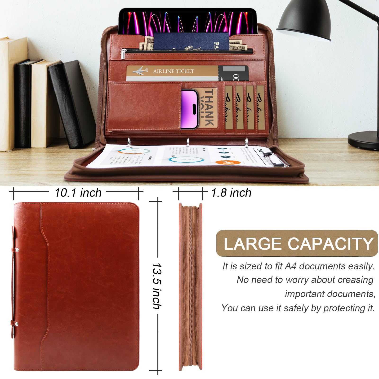 Snapklik.com : Padfolio Portfolio Leather Binder, Interview Legal Document Organizer, Business ...