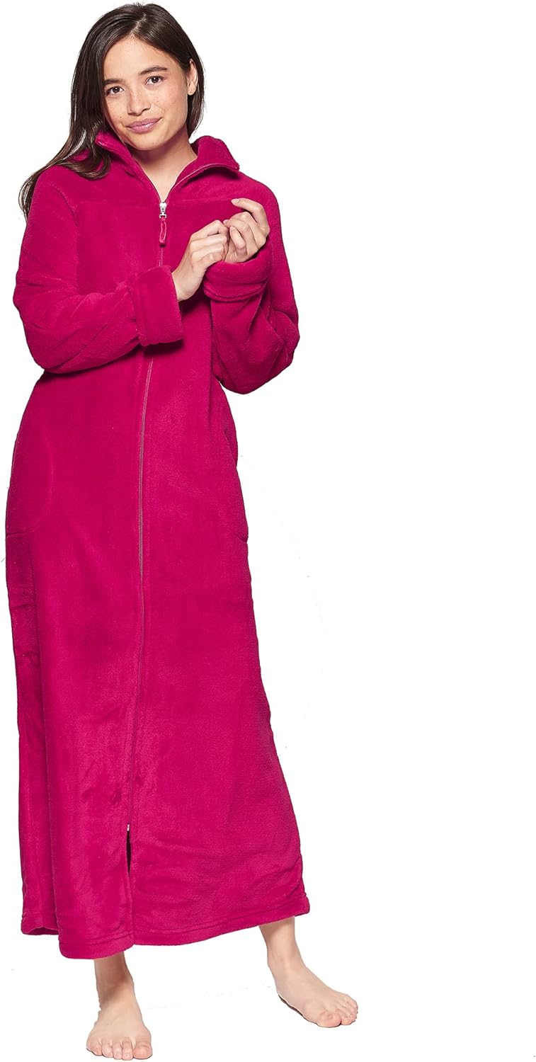 Casual Moments Women's 52 Inch Breakaway Zip Robe, Raspberry, 1X at ...