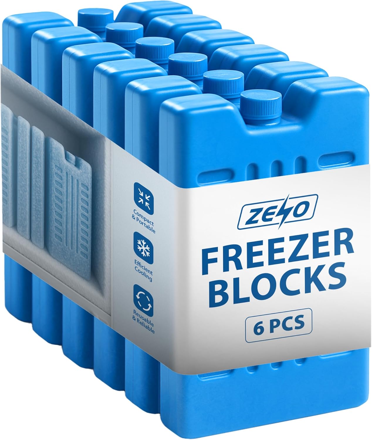 ZENO Freezer Blocks 6 Pack | Reusable Ice Pack | Ice Blocks for Cool ...
