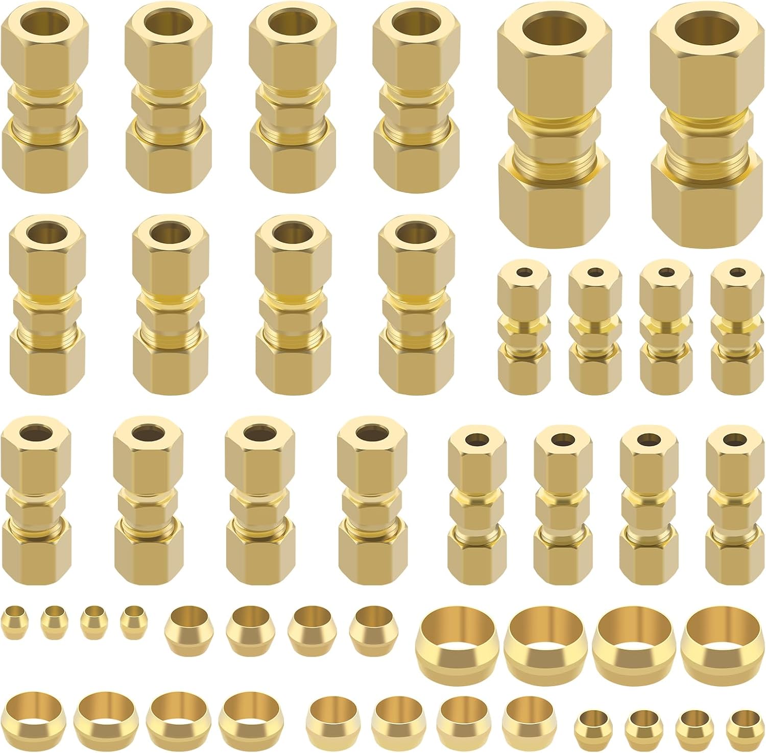 46pcs Brass Compression Tube Pipe Fittings Assortment Kit, Taiidaues 1/ ...