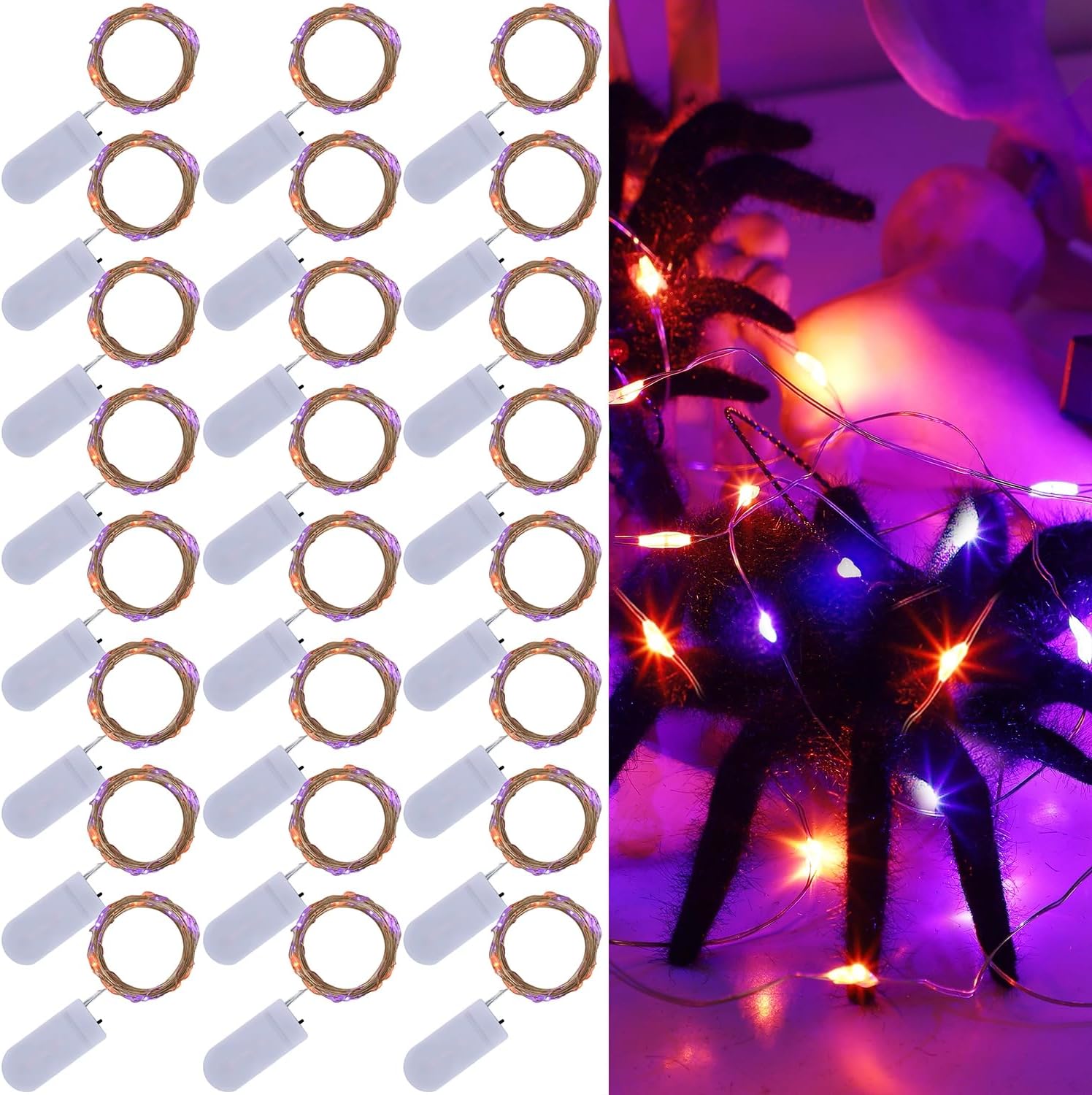 Amazon.com: WATERGLIDE 24 Pack Halloween Fairy Lights Battery Operated ...