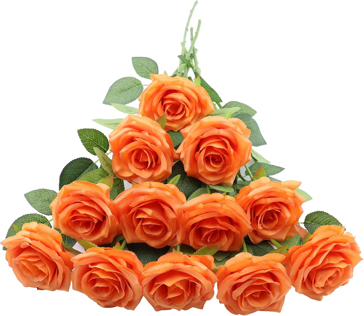 Amazon.com: LVEFIT 12pcs Artificial Rose Flower Orange Rose Orange ...