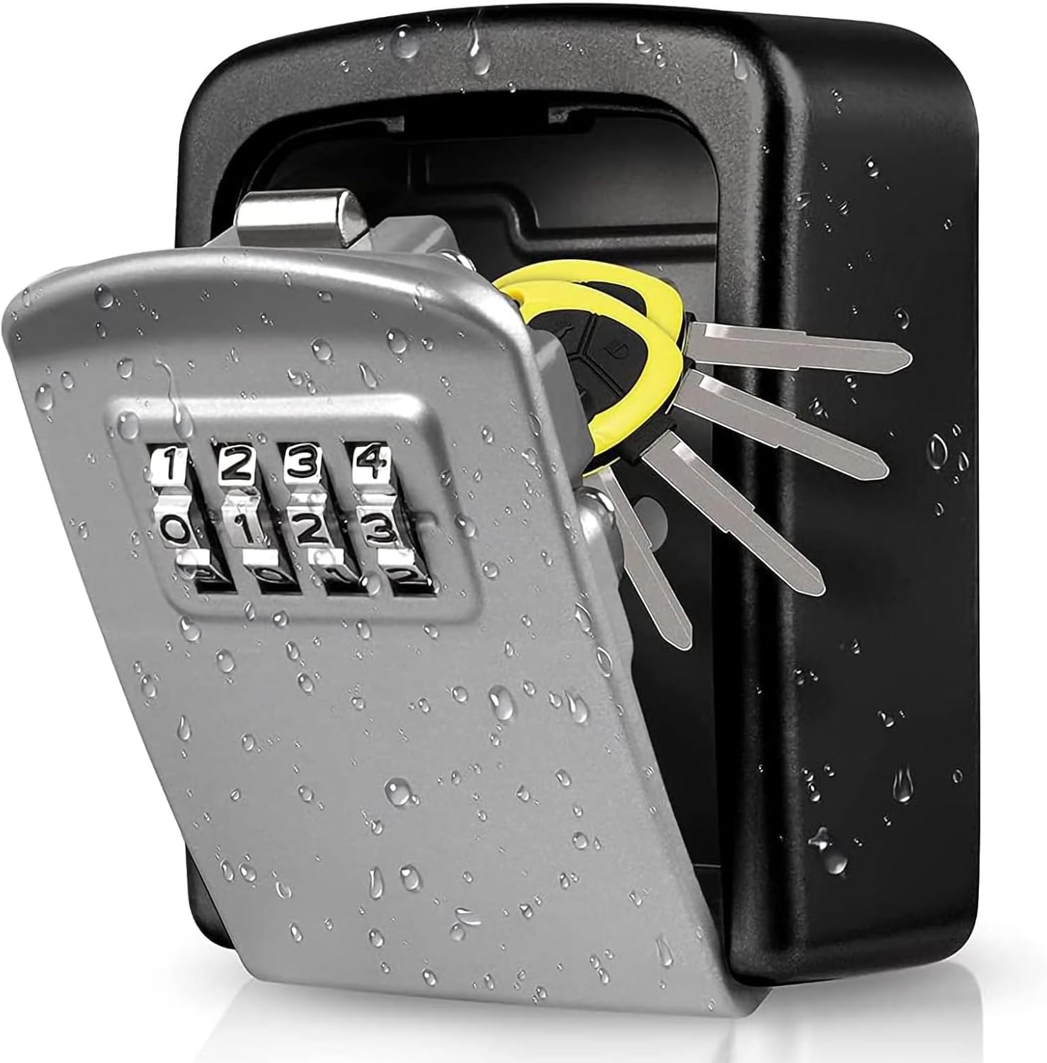 Amazon.com: XINRUNHANG Key Lock Box Wall Mounted, 4 Digit Combiation ...