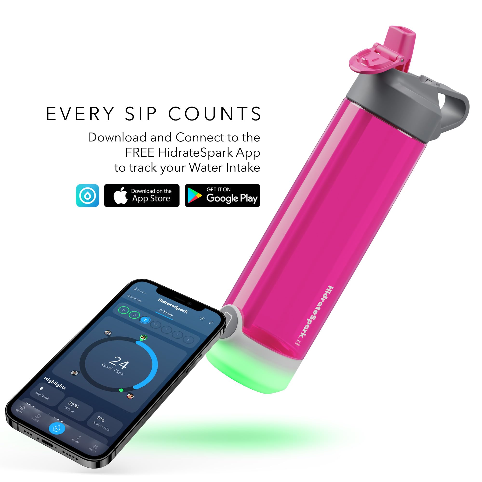 Buy Hidrate Spark TAP Smart Water Bottle – Tritan Plastic – Tap Phone ...