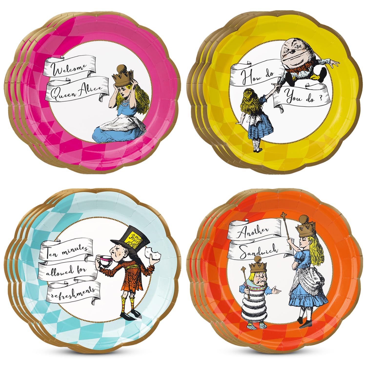 Amazon.com: Talking Tables 12 x Alice in Wonderland Plates, Disposable ...